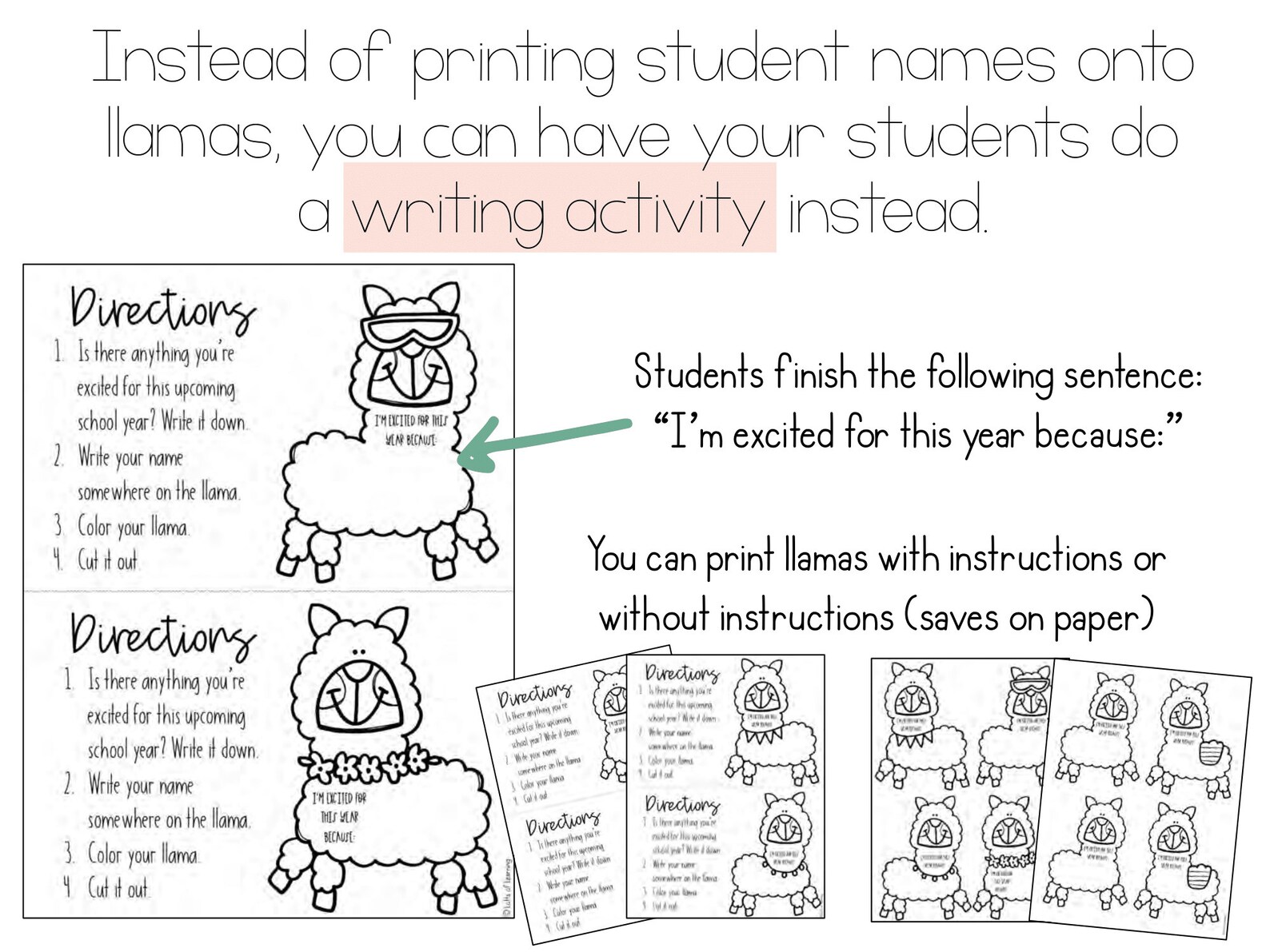 Back to School Bulletin Board Ideas Kits, Cactus Classroom Decor, Llama ...