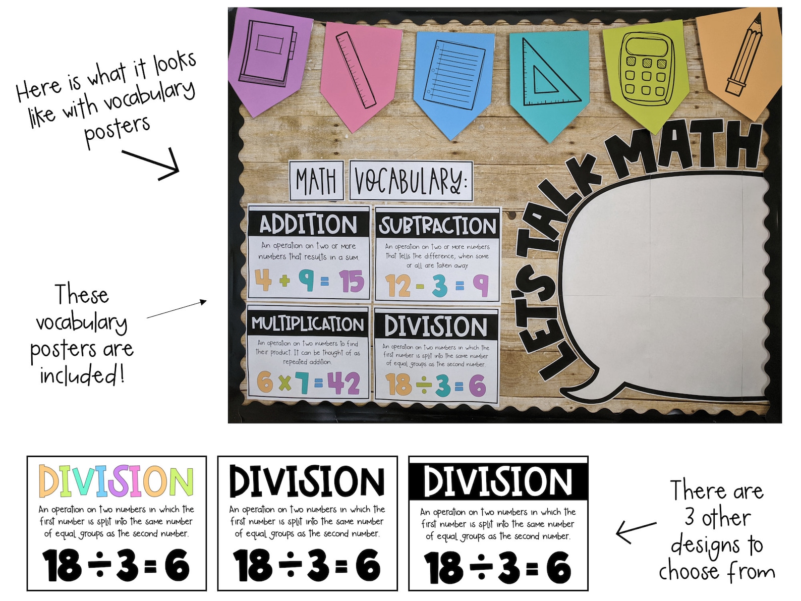 Math Posters, Math Bulletin Board Kits, Math Classroom Decor, Math Talk ...
