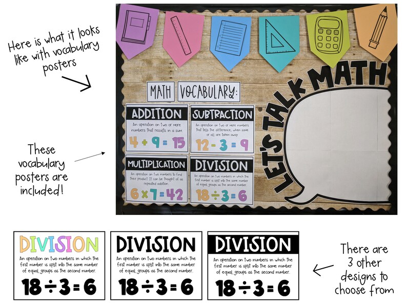 Math Posters, Math Bulletin Board Kits, Math Classroom Decor, Math Talk ...
