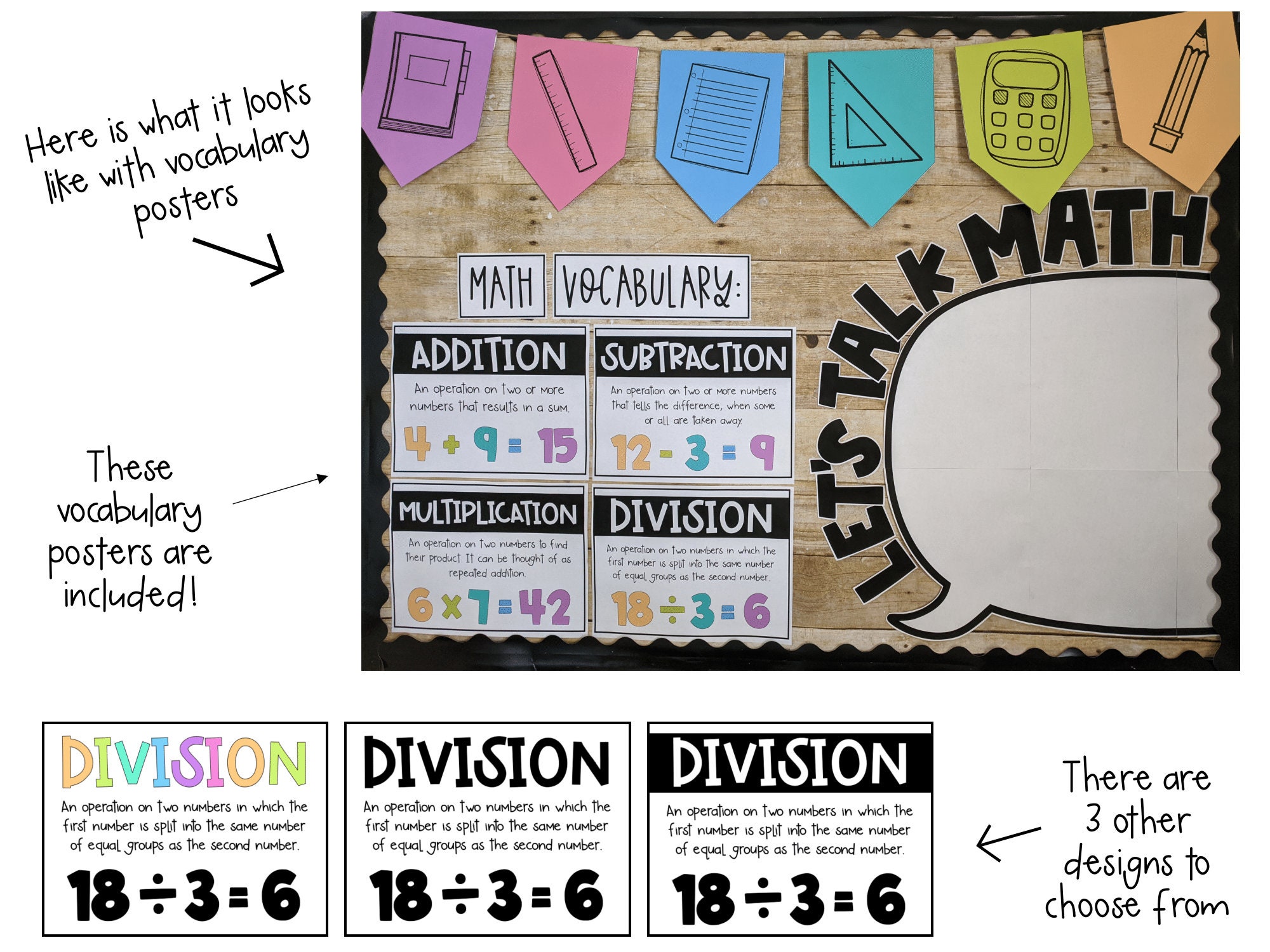 Math Posters, Math Bulletin Board Kits, Math Classroom Decor, Math Talk ...