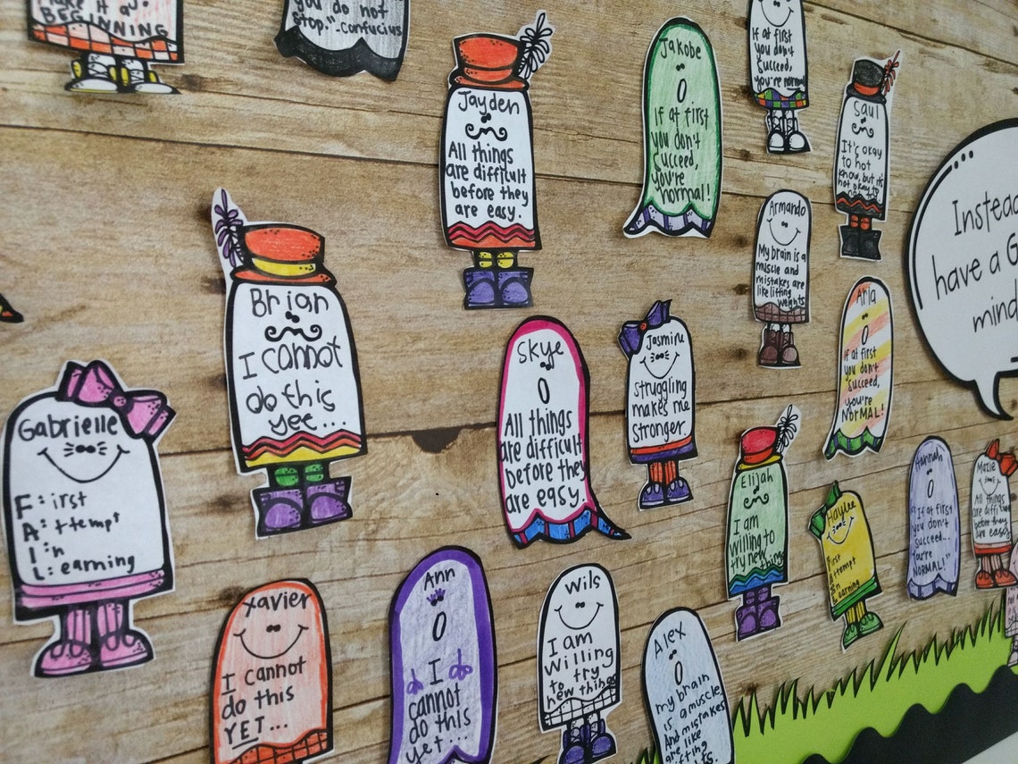 October Halloween Growth Mindset Bulletin Board Kit & Writing Activity ...