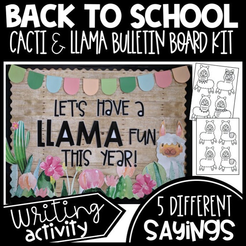 Back to School Bulletin Board Ideas Kits, Cactus Classroom Decor, Llama ...