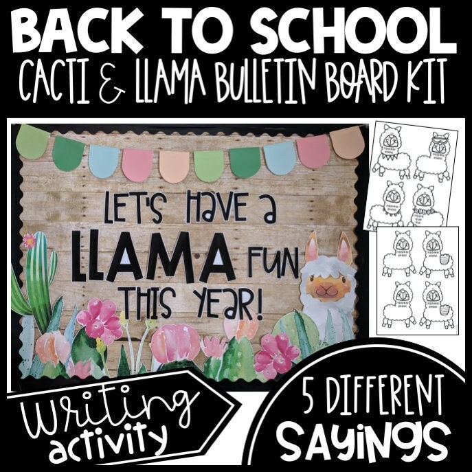 Back to School Bulletin Board Ideas Kits, Cactus Classroom Decor, Llama ...