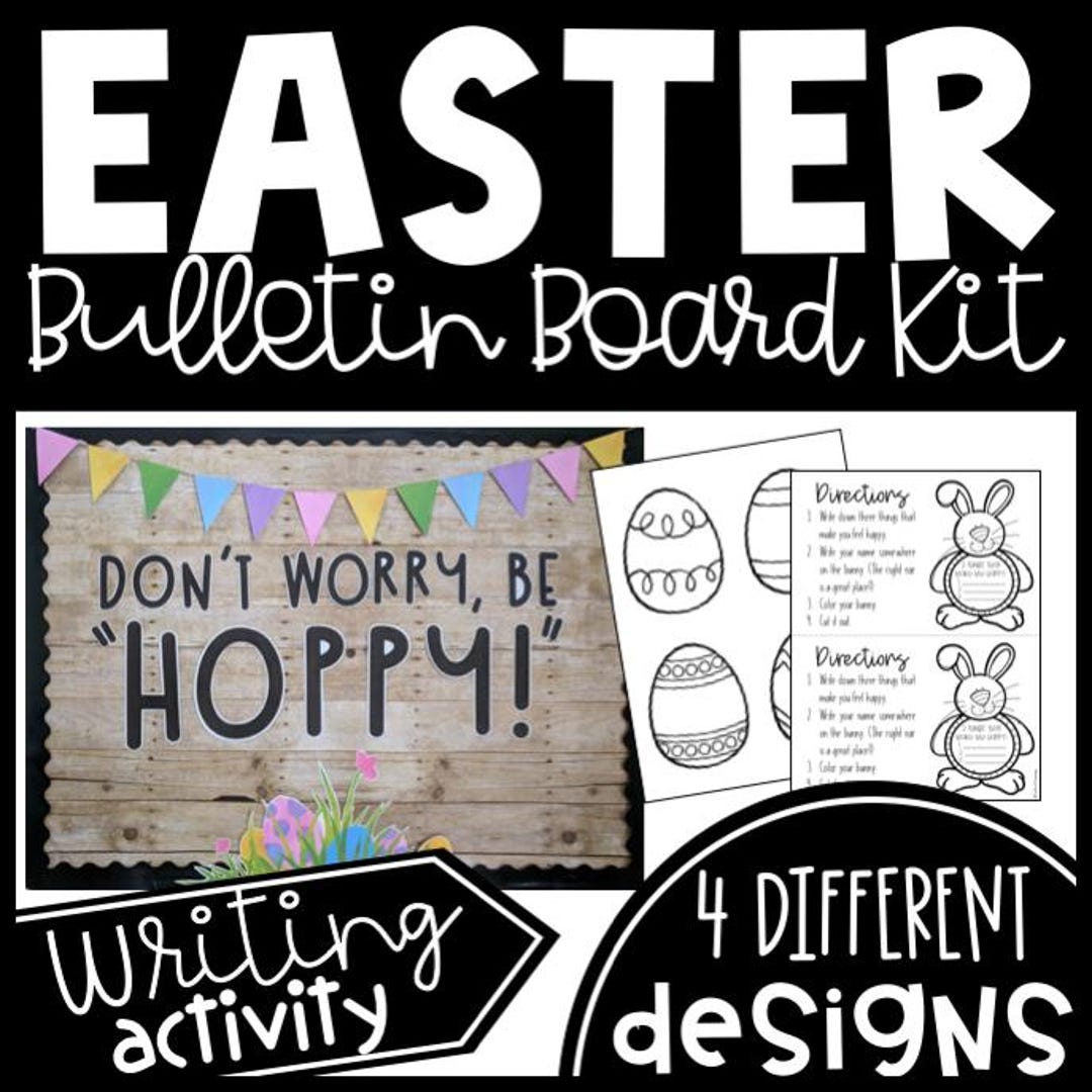 April Bulletin Board With Easter Eggs and Easter Bunny Writing Activity ...