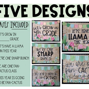 Back to School Bulletin Board Ideas Kits, Cactus Classroom Decor, Llama ...