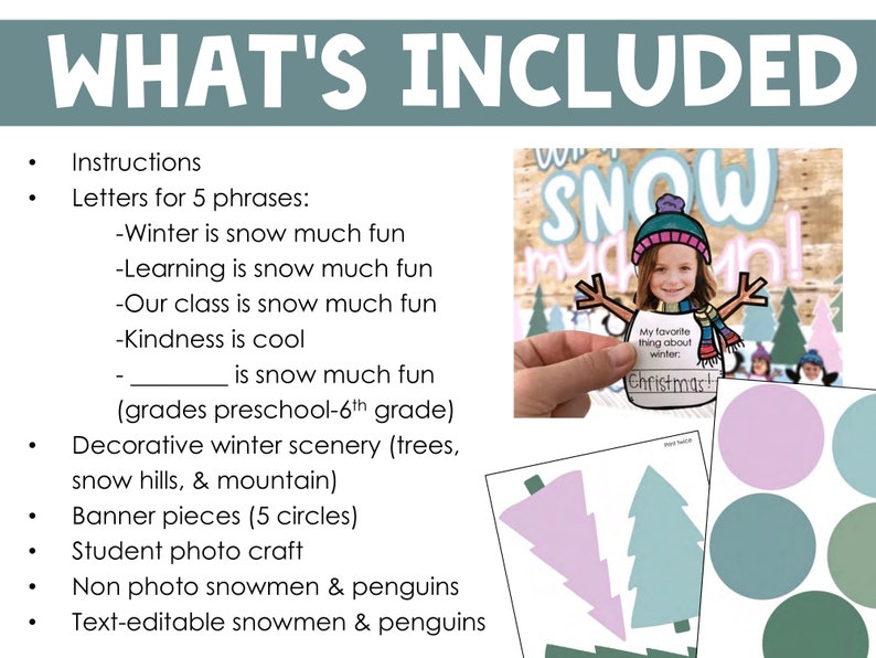 Winter Bulletin Board Door Decor, Snowman Penguin Photo Craft, Kindness ...