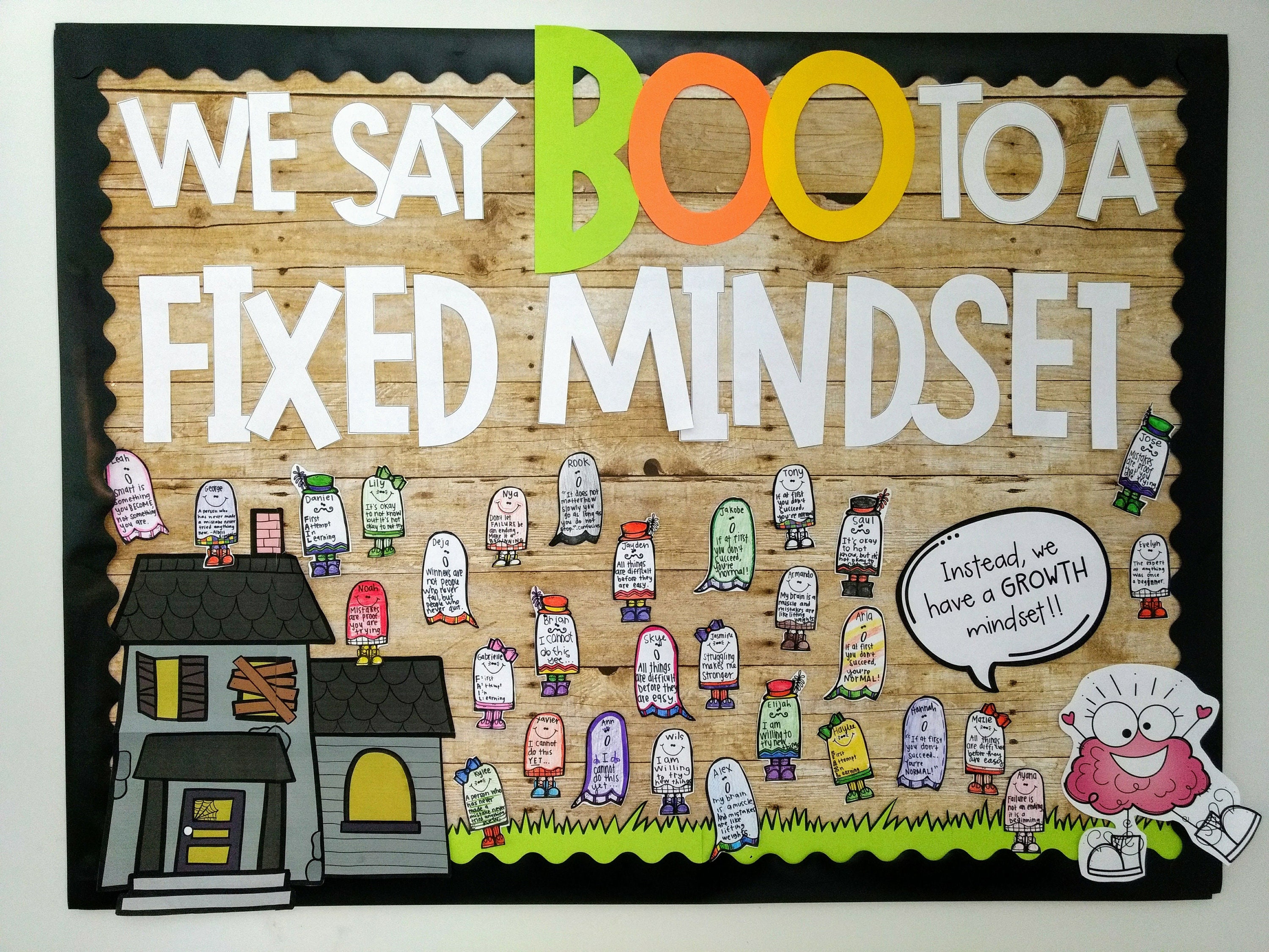 October Halloween Growth Mindset Bulletin Board Kit & Writing Activity ...