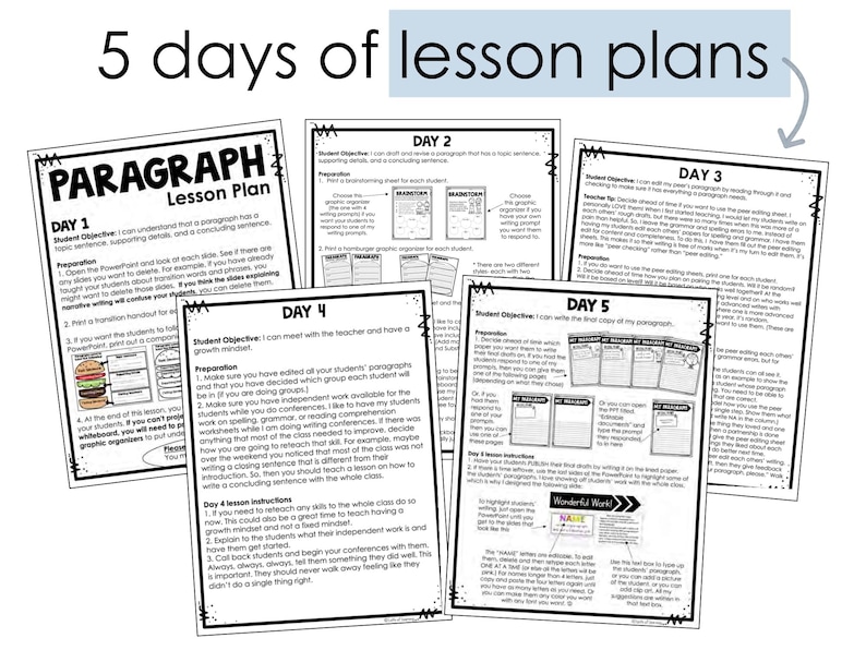 Hamburger Paragraph Unit - Lesson Plan - Anchor Chart - Powerpoint ...