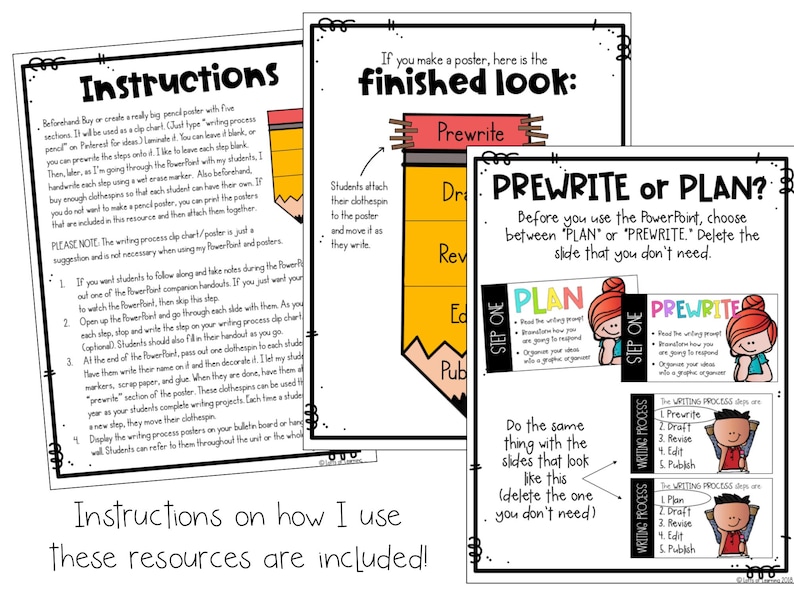 Writing Process Posters Anchor Charts Bulletin Board Classroom Decor ...