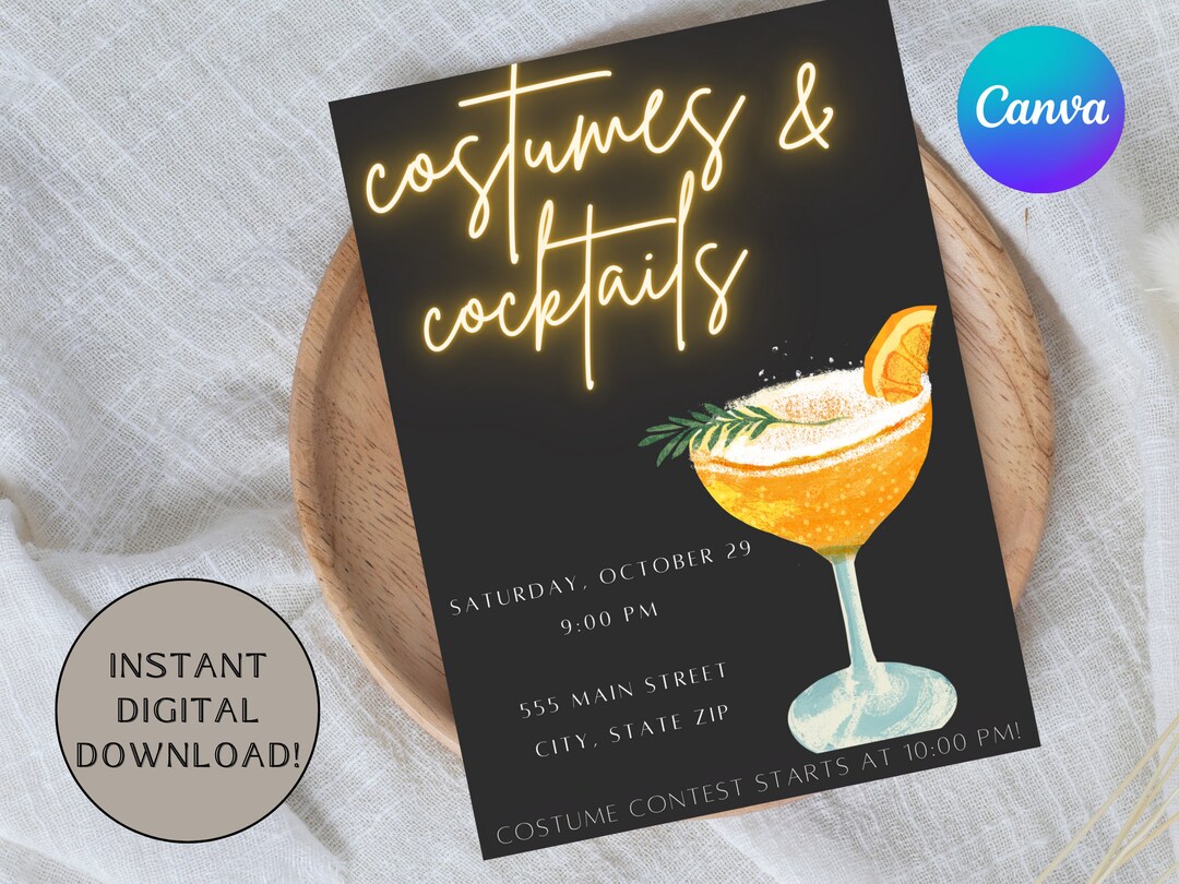 Costume and Cocktails Invitation Printable Halloween Invite - Etsy
