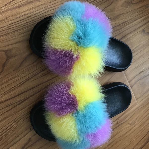 Fur Slides - Etsy