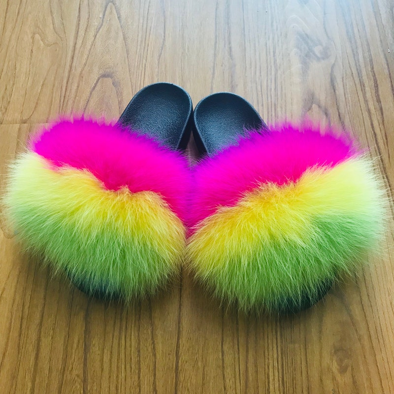 Fur Slides for Women - Etsy