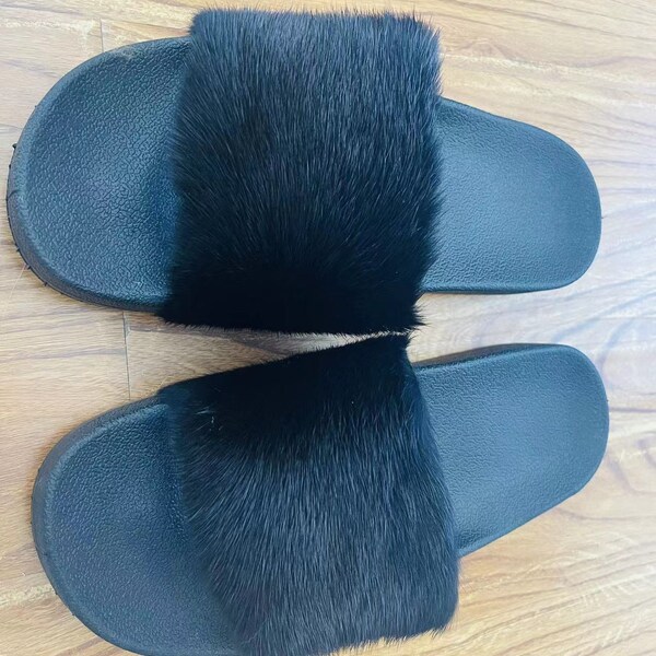 Mink Fur Slides - Etsy