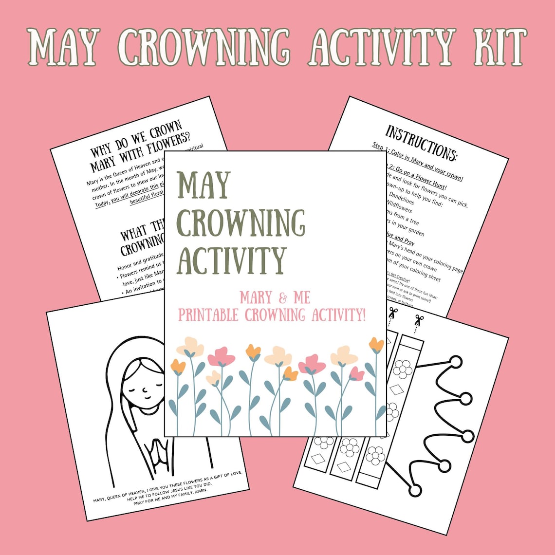 May Crowning Activity; Mary and Me Crowning Activity; Mothers Day Craft ...