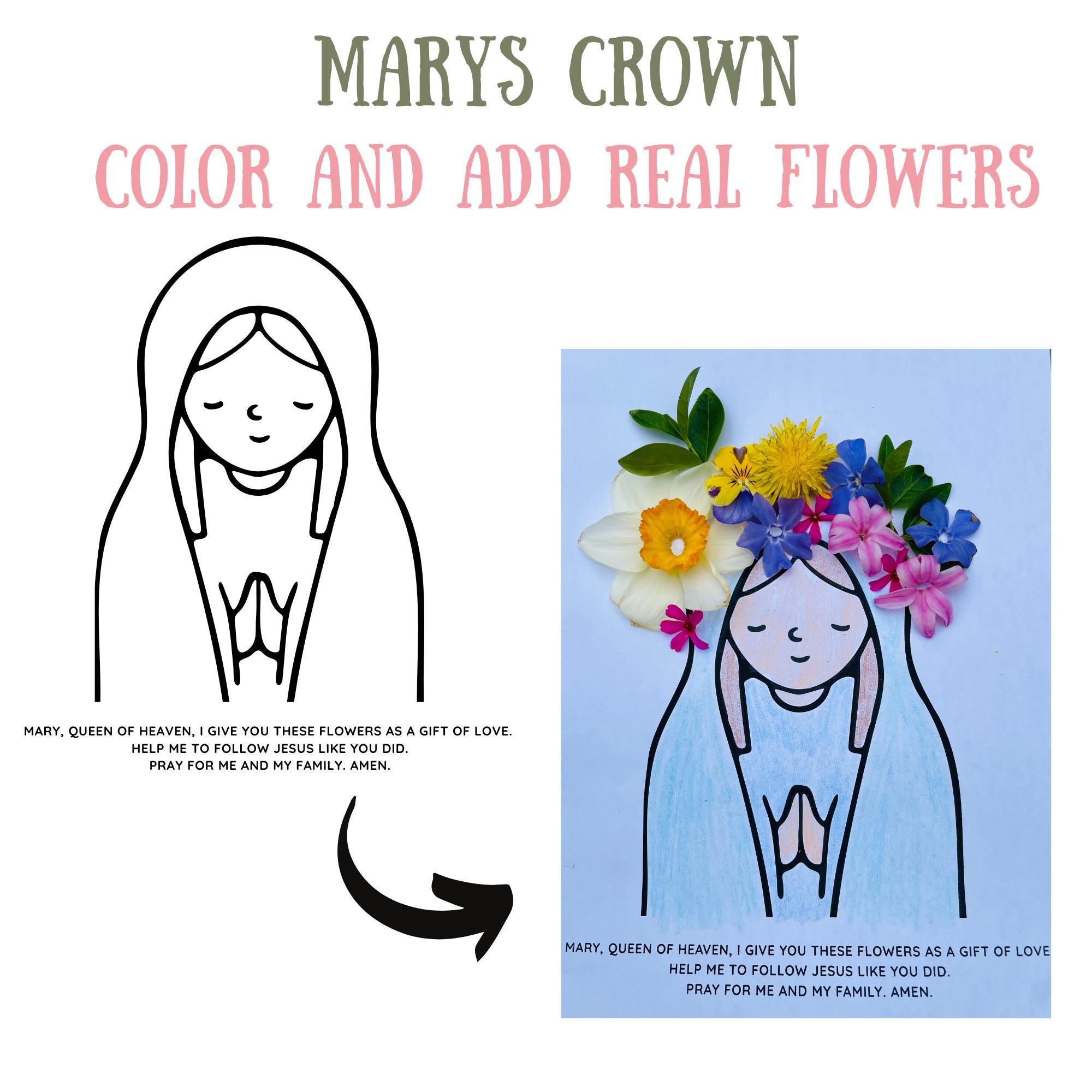 May Crowning Activity; Mary and Me Crowning Activity; Mothers Day Craft ...