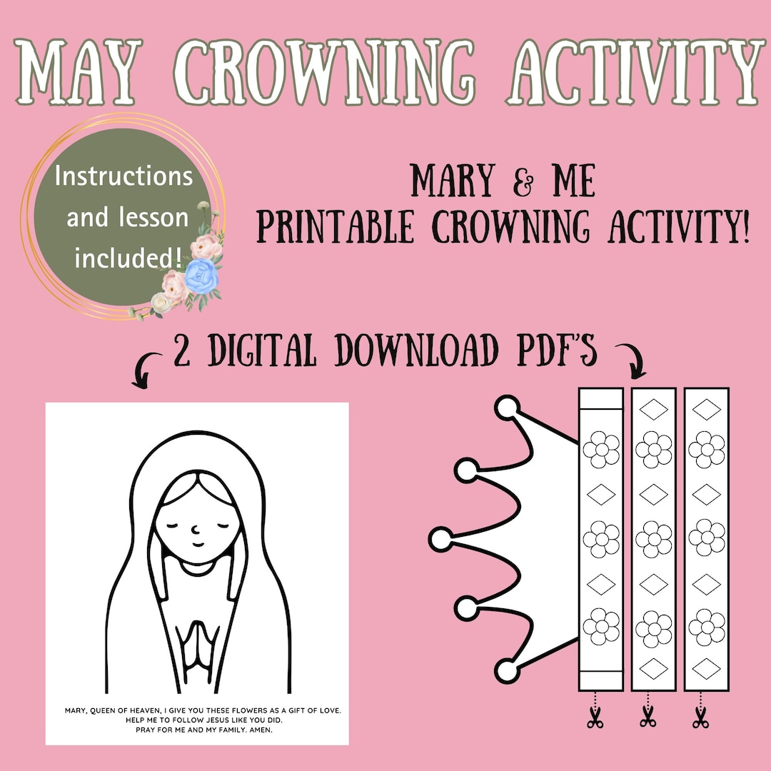 May Crowning Activity; Mary and Me Crowning Activity; Mothers Day Craft ...