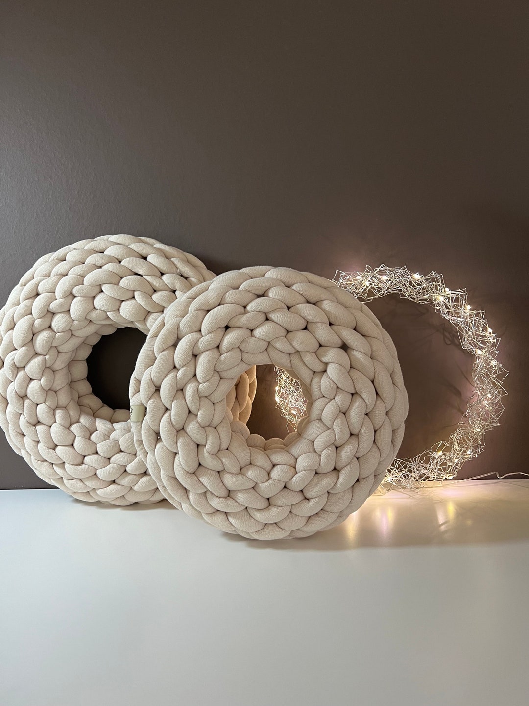 Wreath Advent Christmas Coarse Knitting Yarn Door - Etsy