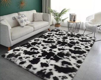 Fluffy Cow Print Rug - Etsy