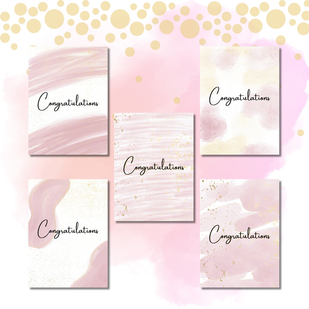 Five CONGRATULATION Cards Pink, Gold, Sparkly, Card, Wedding, Birthday ...