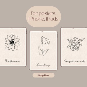 Set of 3 Flower Posters Baby's Breath Violet Hydrangea Wildflowers ...