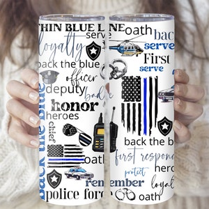 Police Officer Tumbler With Straw, Law Enforcement Gift, Serve and ...
