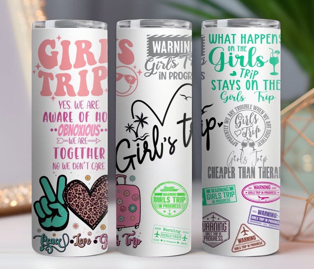 PERSONALIZED Girl's Trip 20 Oz. Skinny Tumbler, Girls Weekend Getaway ...