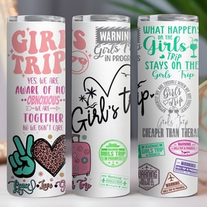 PERSONALIZED Girl's Trip 20 Oz. Skinny Tumbler, Girls Weekend Getaway ...