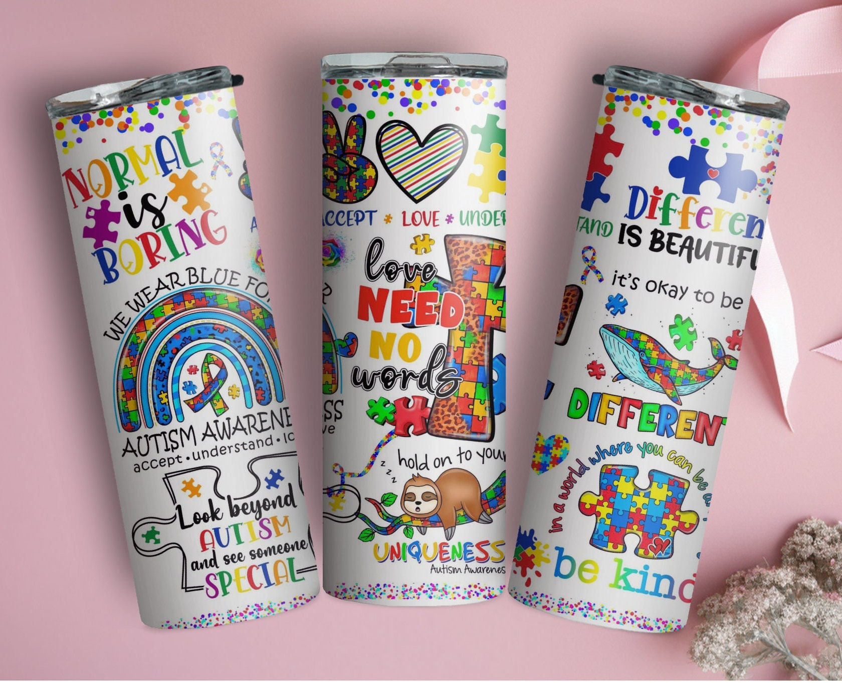 Autism Tumbler With Straw Autism Awareness Month Cup - Etsy