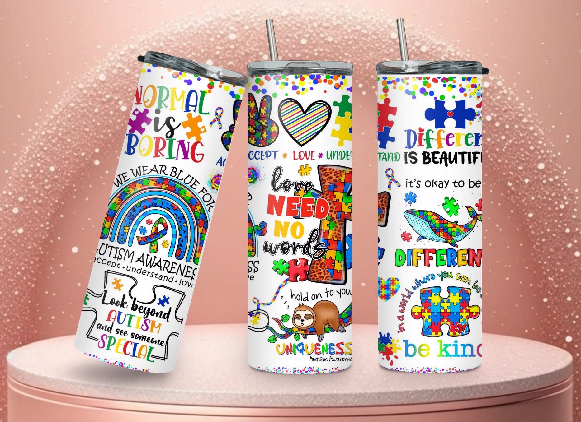 Autism Tumbler With Straw Autism Awareness Month Cup - Etsy