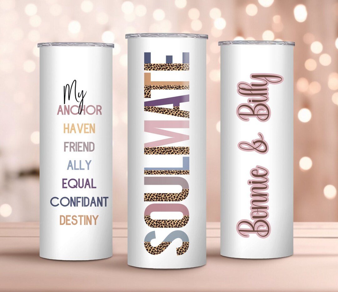Personalized Soulmate Tumbler With Lid & Straw, Anniversary or Wife ...