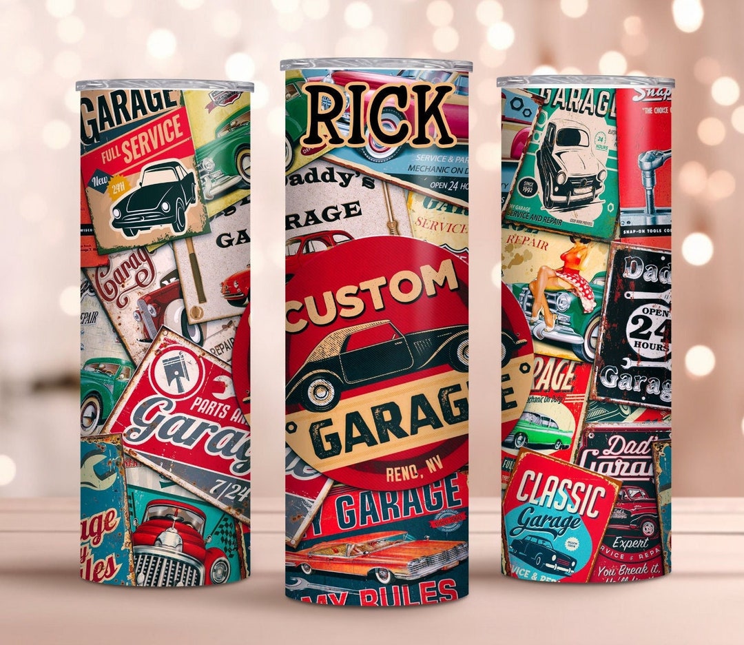 Personalized Vintage Car Skinny Tumbler, Custom Name Mug 20oz, Classic ...
