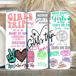 PERSONALIZED Girl's Trip 20 Oz. Skinny Tumbler, Girls Weekend Getaway ...
