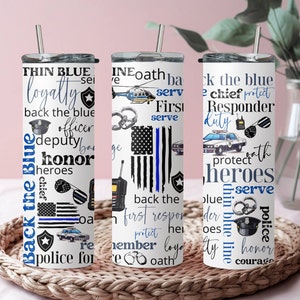 Police Officer Tumbler With Straw, Law Enforcement Gift, Serve and ...
