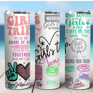 PERSONALIZED Girl's Trip 20 Oz. Skinny Tumbler, Girls Weekend Getaway ...