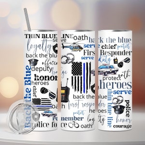 Police Officer Tumbler With Straw, Law Enforcement Gift, Serve and ...