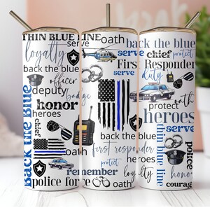 Police Officer Tumbler With Straw, Law Enforcement Gift, Serve and ...
