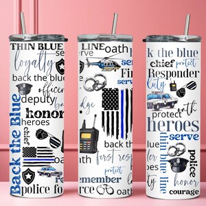 Police Officer Tumbler With Straw, Law Enforcement Gift, Serve and ...