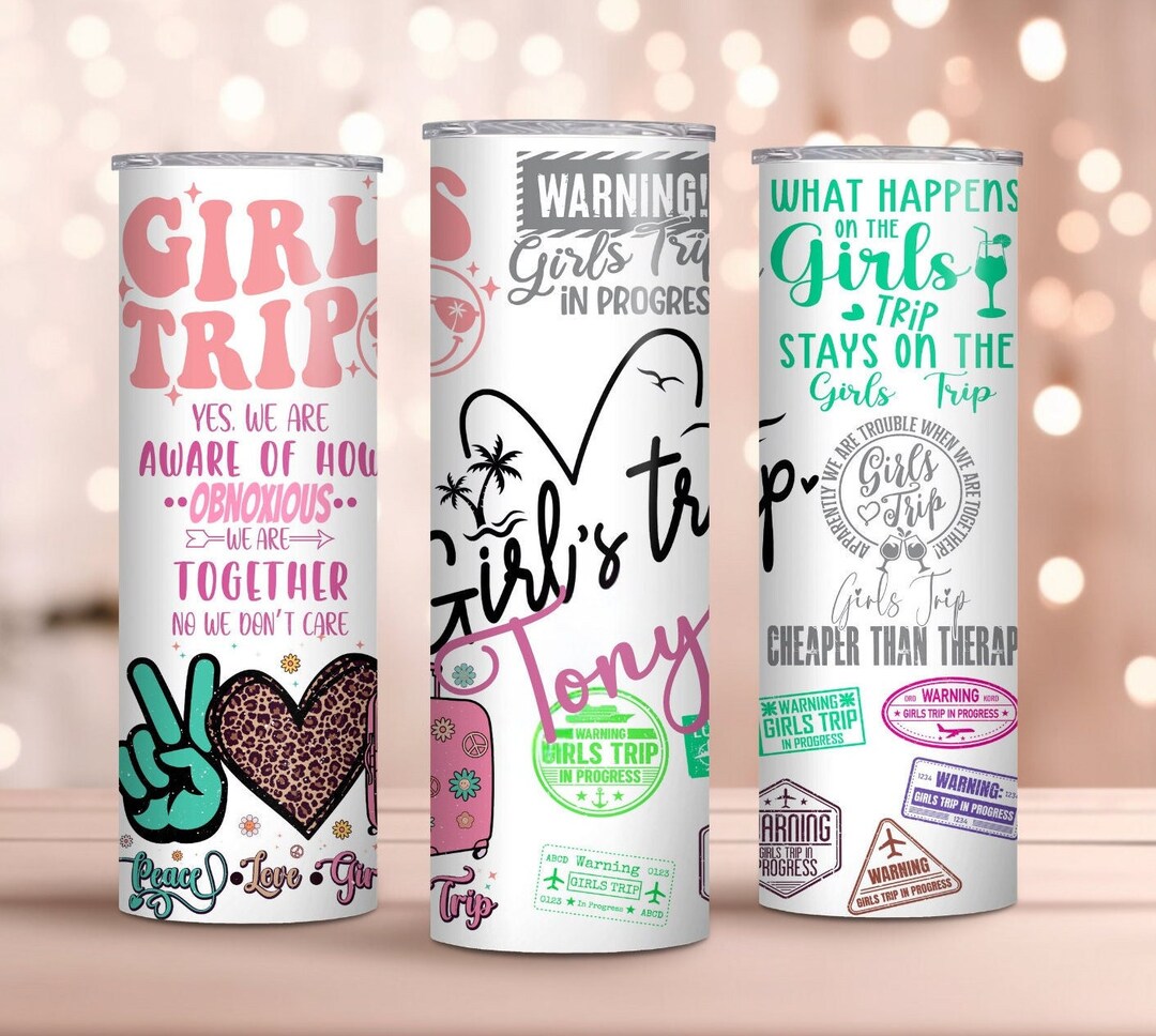 PERSONALIZED Girl's Trip 20 Oz. Skinny Tumbler, Girls Weekend Getaway ...