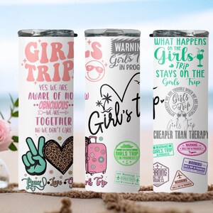PERSONALIZED Girl's Trip 20 Oz. Skinny Tumbler, Girls Weekend Getaway ...