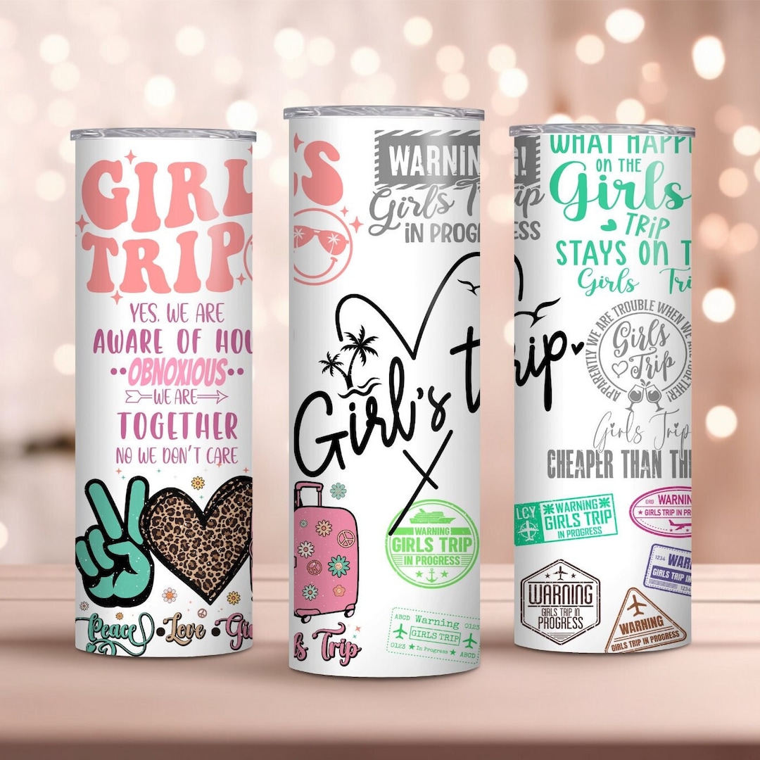PERSONALIZED Girl's Trip 20 Oz. Skinny Tumbler, Girls Weekend Getaway ...