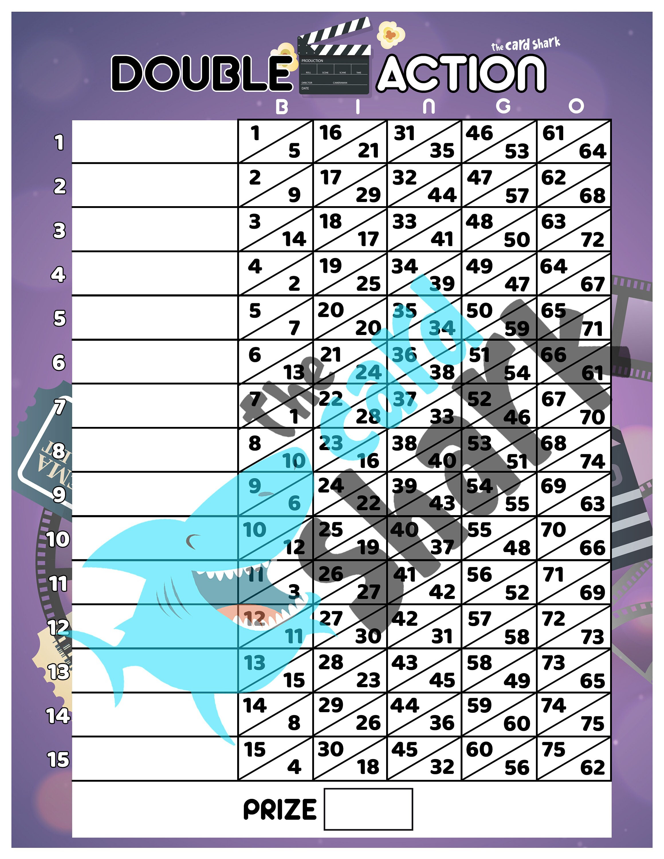 Double Action Movies Bingo Game Card - Etsy