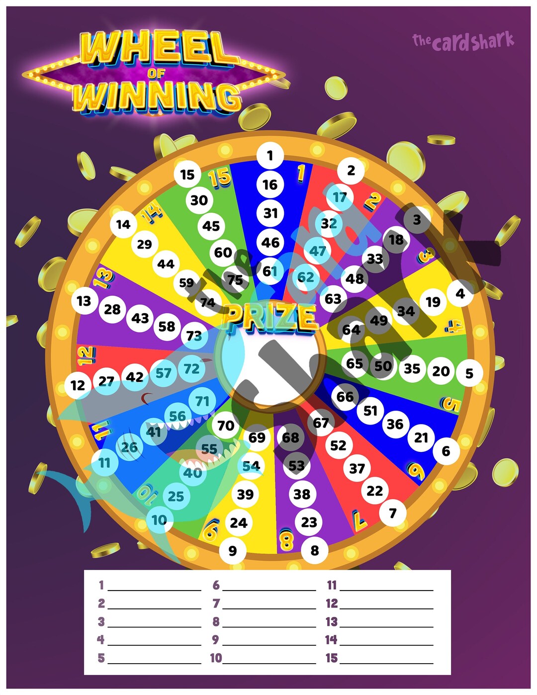 The Wheel of Winning Bingo Game Card (straight, Mixed and Blank) - Etsy UK