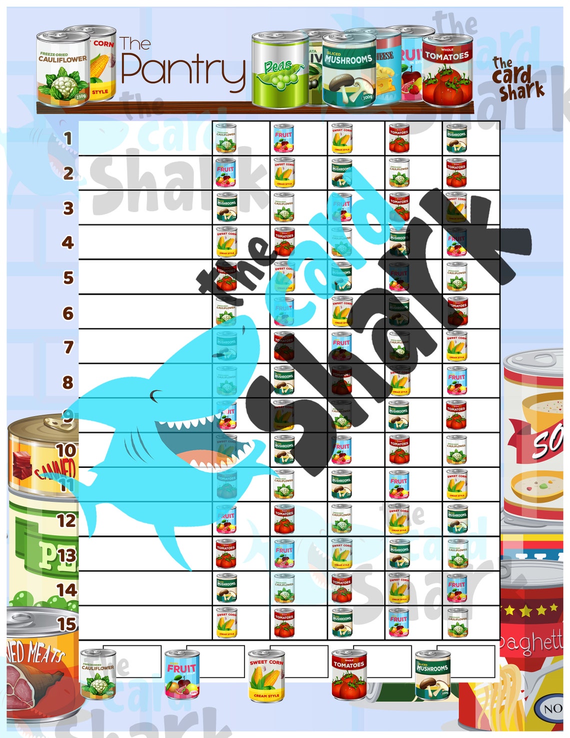 The Pantry Bingo Game Card (straight, Mixed and Blank) - Etsy