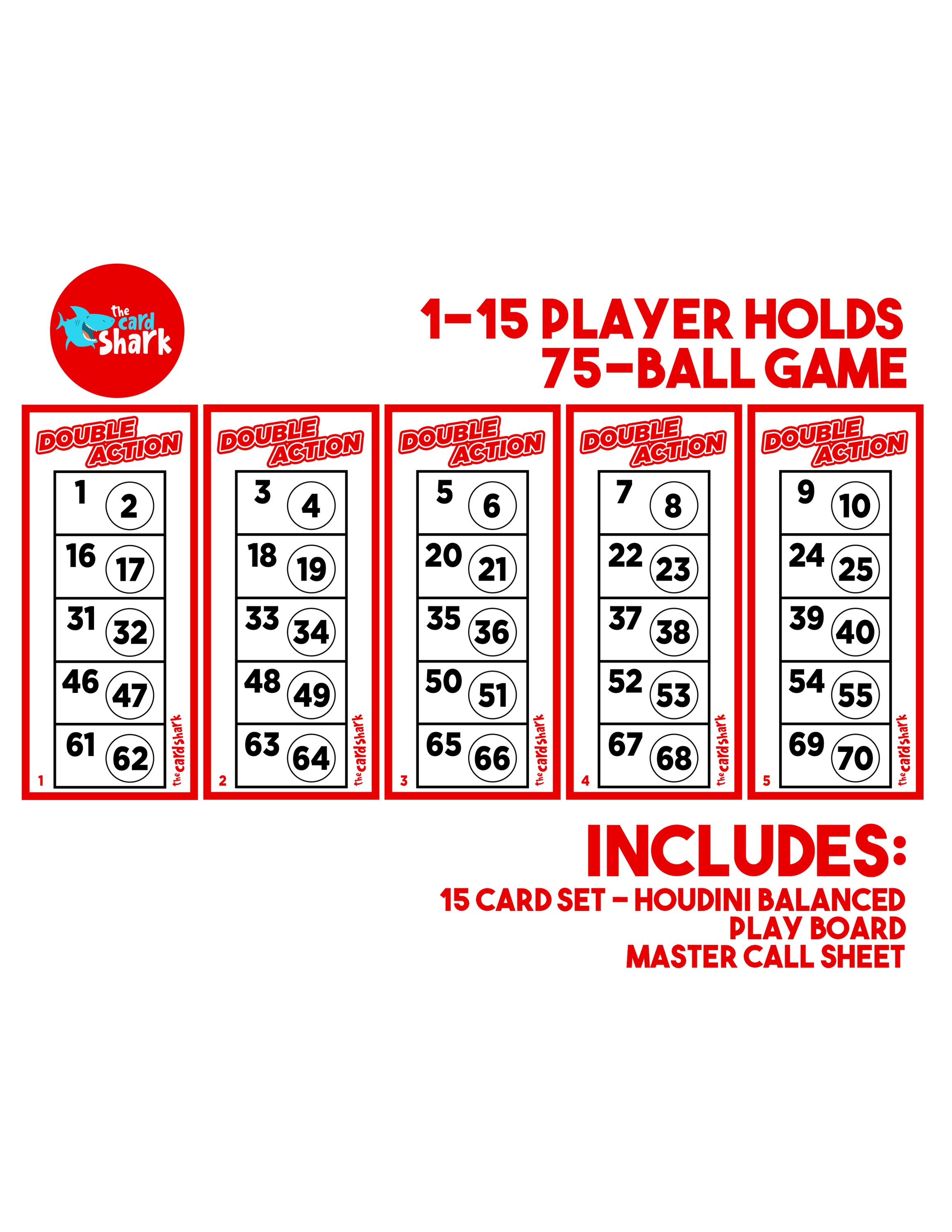 Red Double Action - 15 Player Hold Bingo Card Game - Etsy