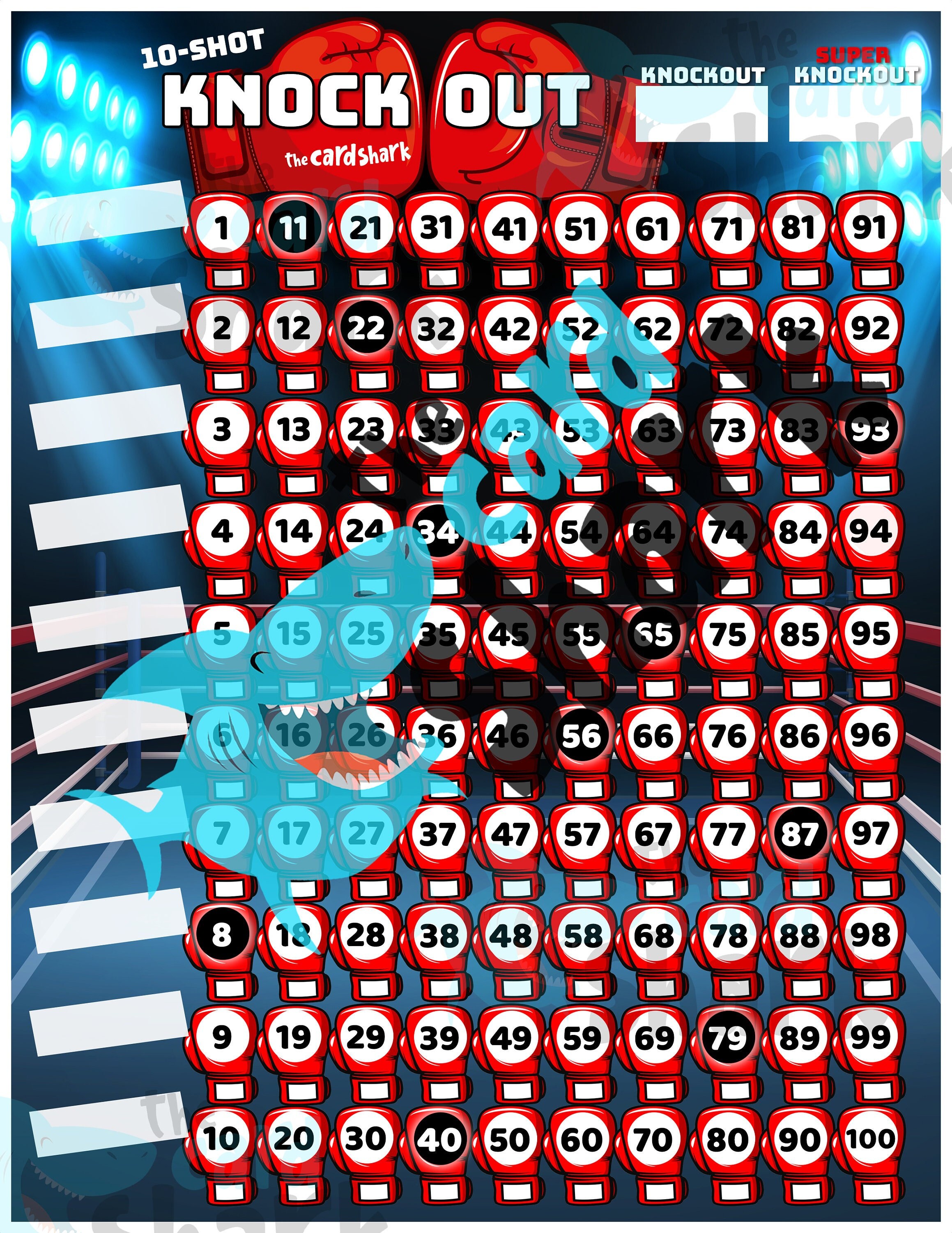 10-shot Knockout Bingo Game Card - Etsy