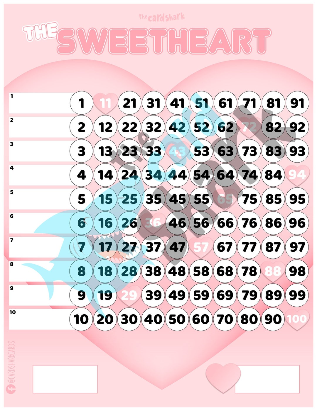 The Sweetheart Bingo (straight, Mixed and Blank) - Etsy