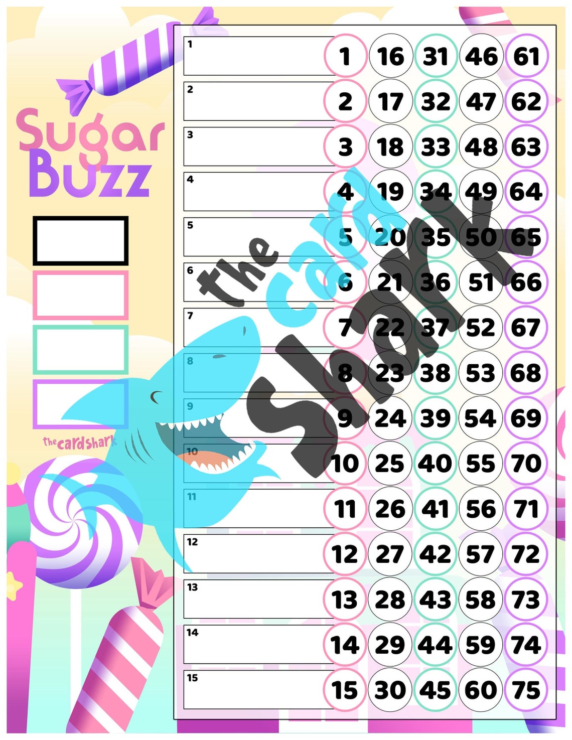 Sugar Buzz Bingo Game Card (straight, Mixed and Blank) - Etsy