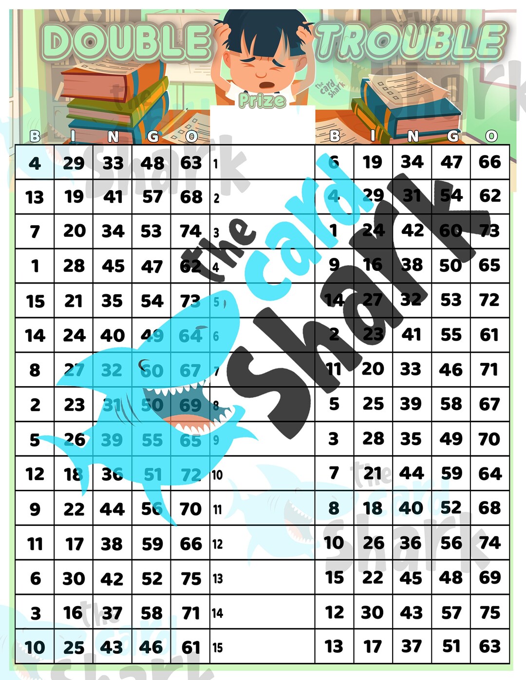 Double Trouble Double Action Bingo Game Card - Etsy