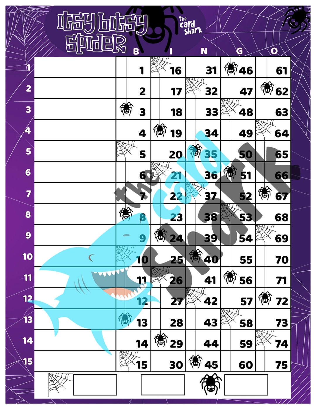 Itsy Bitsy Spider Bingo (straight, Mixed and Blank) - Etsy