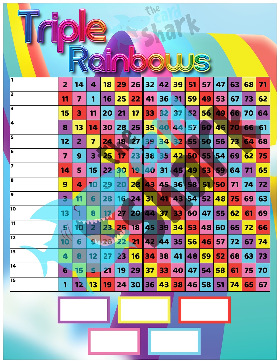 Triple Rainbows Triple Bingo Game Card Active - Etsy
